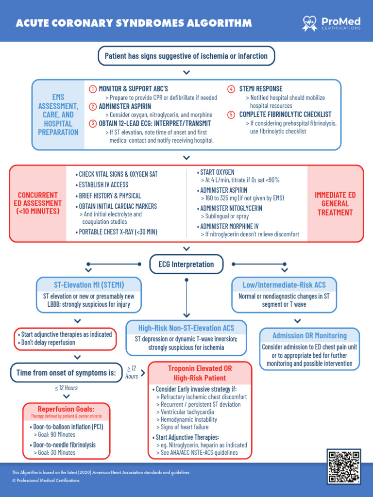 Algorithm ACLSAcute Coronary Syndromes | PDF | Myocardial Infarction ...