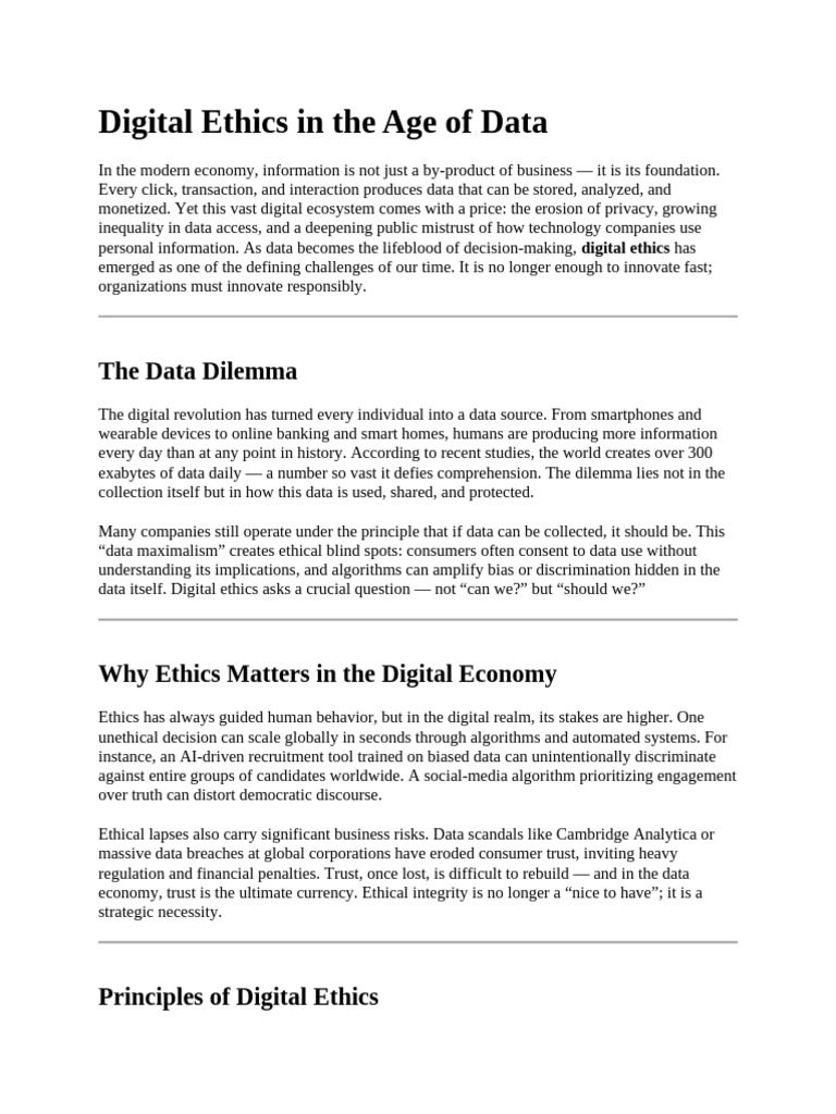 Digital Ethics in the AI Era | PDF | Artificial Intelligence ...