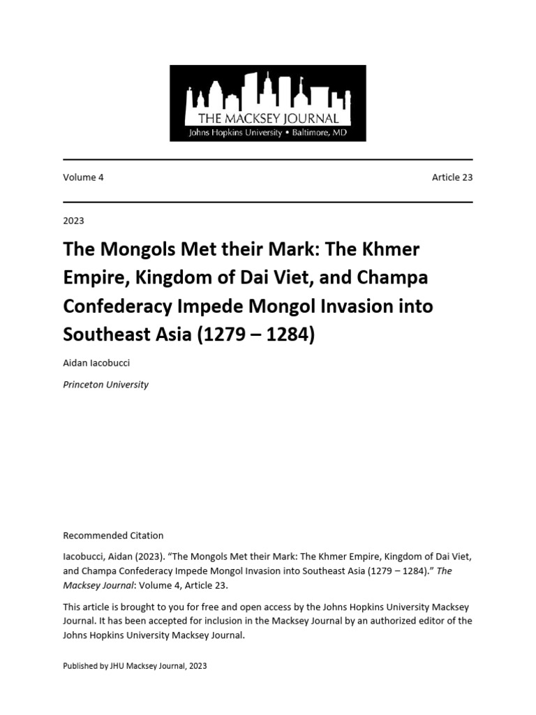 The Mongols Met Their Mark The Khmer Empire Kingdom of Dai Viet and ...