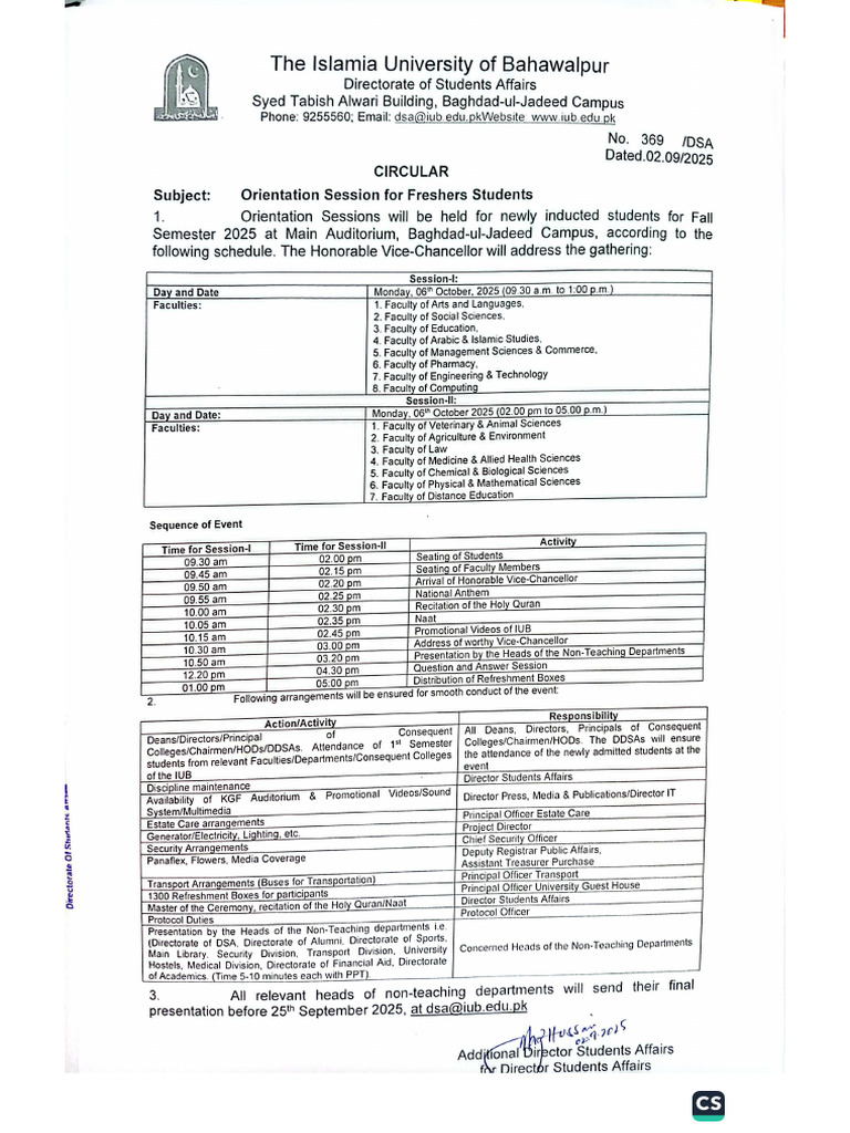 Orientation Session For Freshers Students | PDF