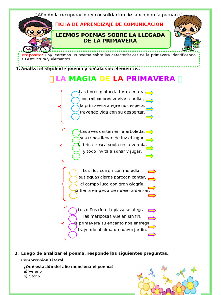Ficha-Lun-Com-Leemos Poemas Sobre La Llegada de La Primavera | PDF ...