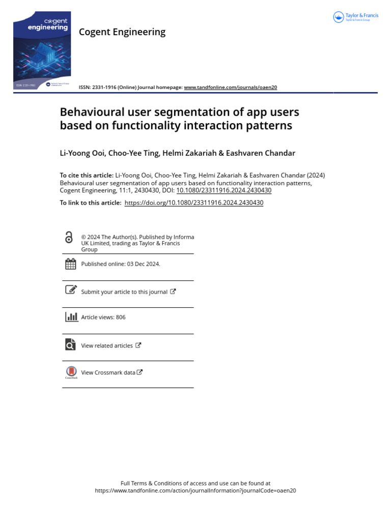 Behavioural User Segmentation of App Users Based On Functionality ...