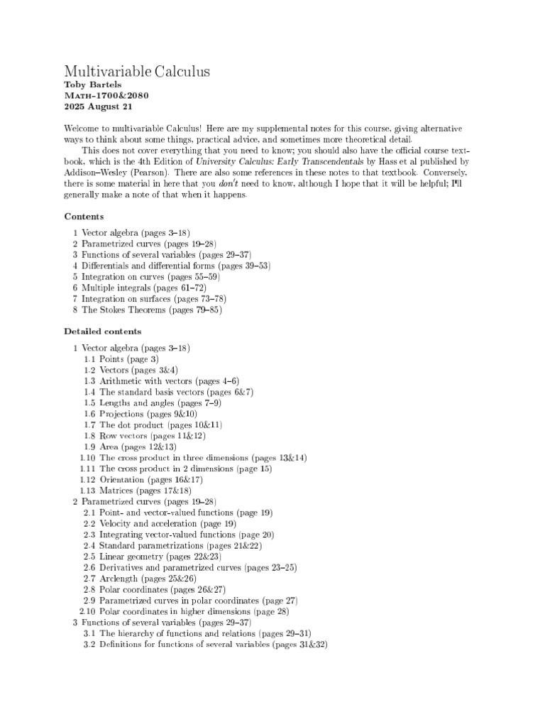 Multivariable Calculus | PDF | Integral | Derivative