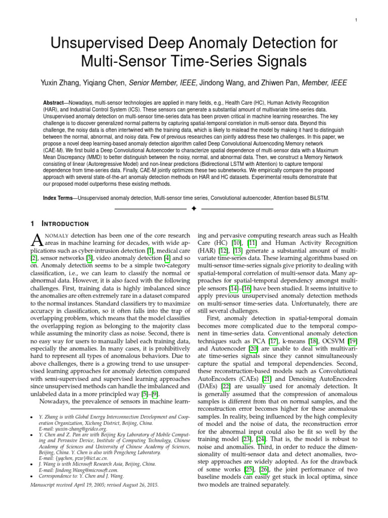 Unsupervised Deep Anomaly Detection for Multi-Sens | PDF | Time Series ...