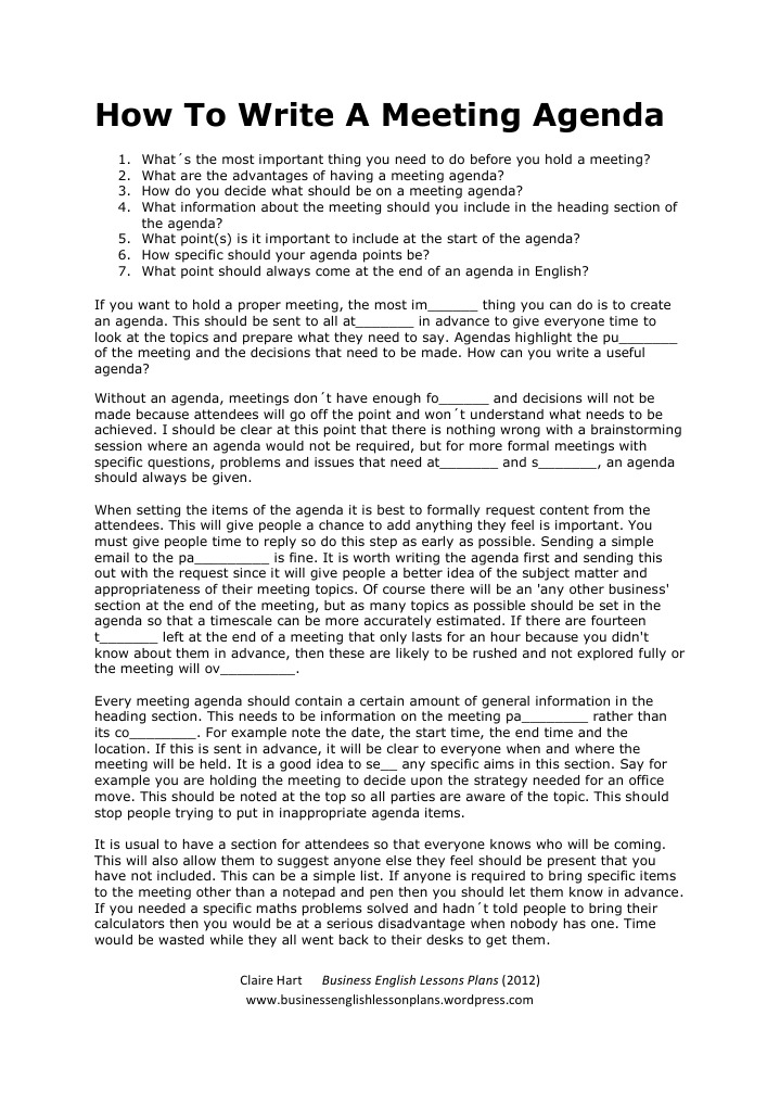 How To Write A Meeting Agenda | PDF