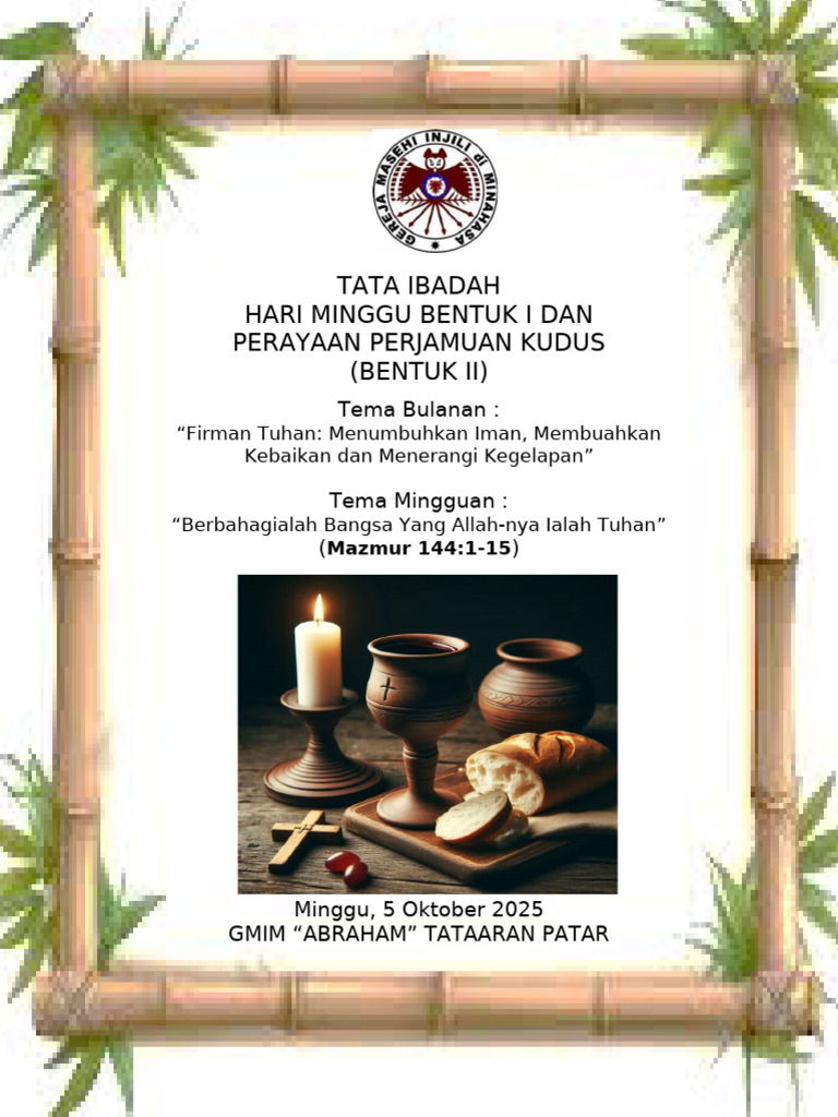 Tata Ibadah Minggu dan Perjamuan Kudus | PDF