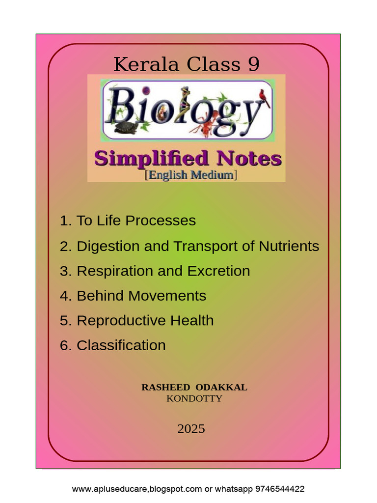 Kerala Class 9 Biology Notes 2024 | PDF | Heart Valve | Atrium (Heart)