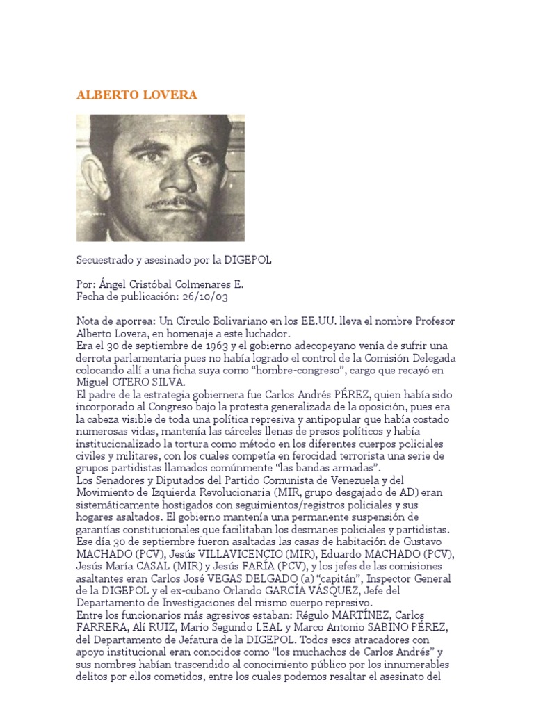 Natalicio de Alberto Lovera y DIGEPOL | PDF | Agencia Central de ...