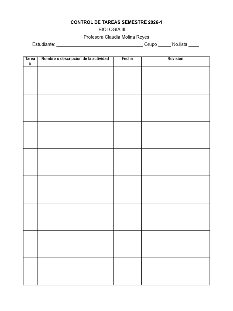 Control Tareas BIO III-2026 | PDF