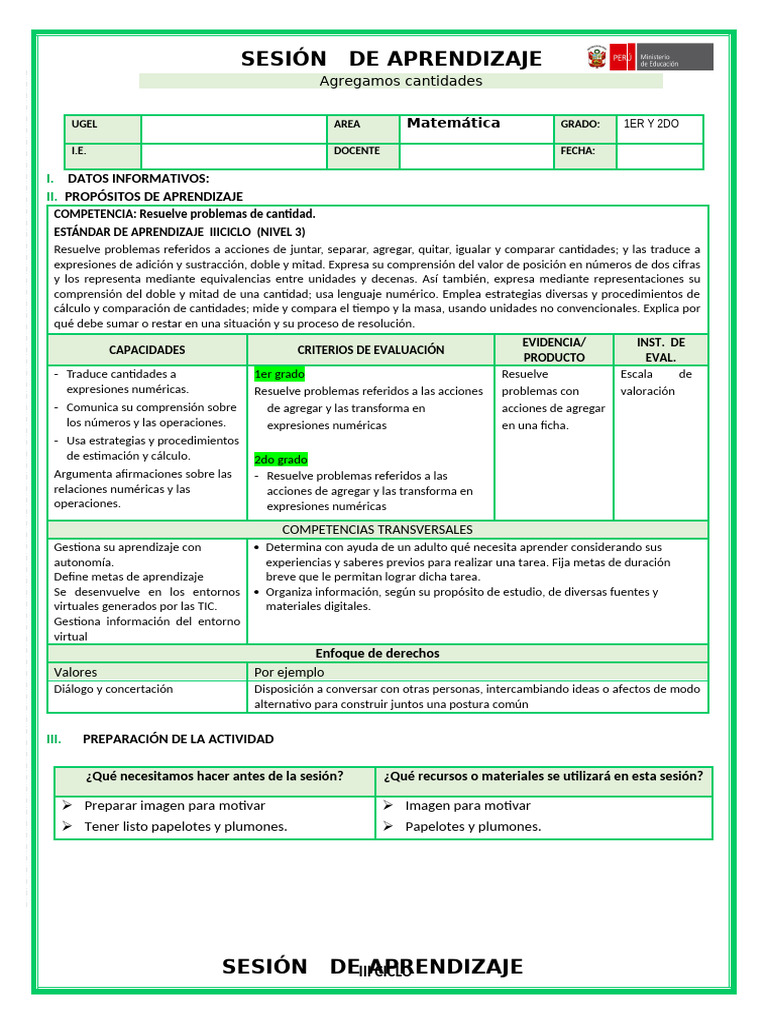 09 de OCTUBRE MAT-Agregamos cantidades- III CICLO | PDF | Aprendizaje ...