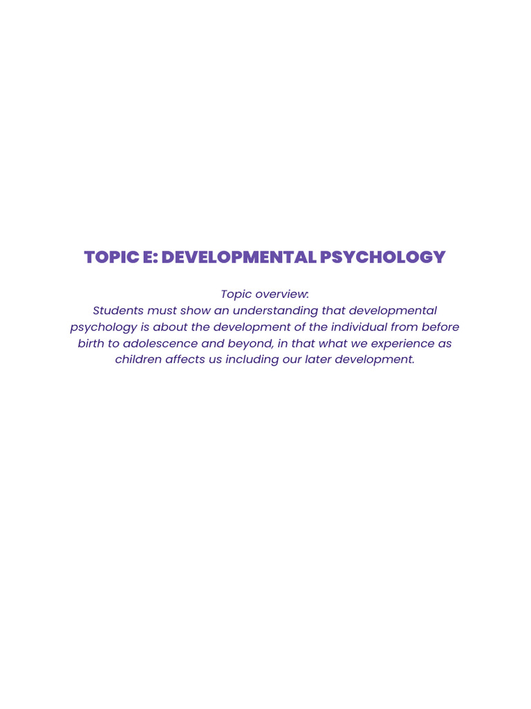 Developmental Psychology Overview | PDF | Attachment Theory | Language ...