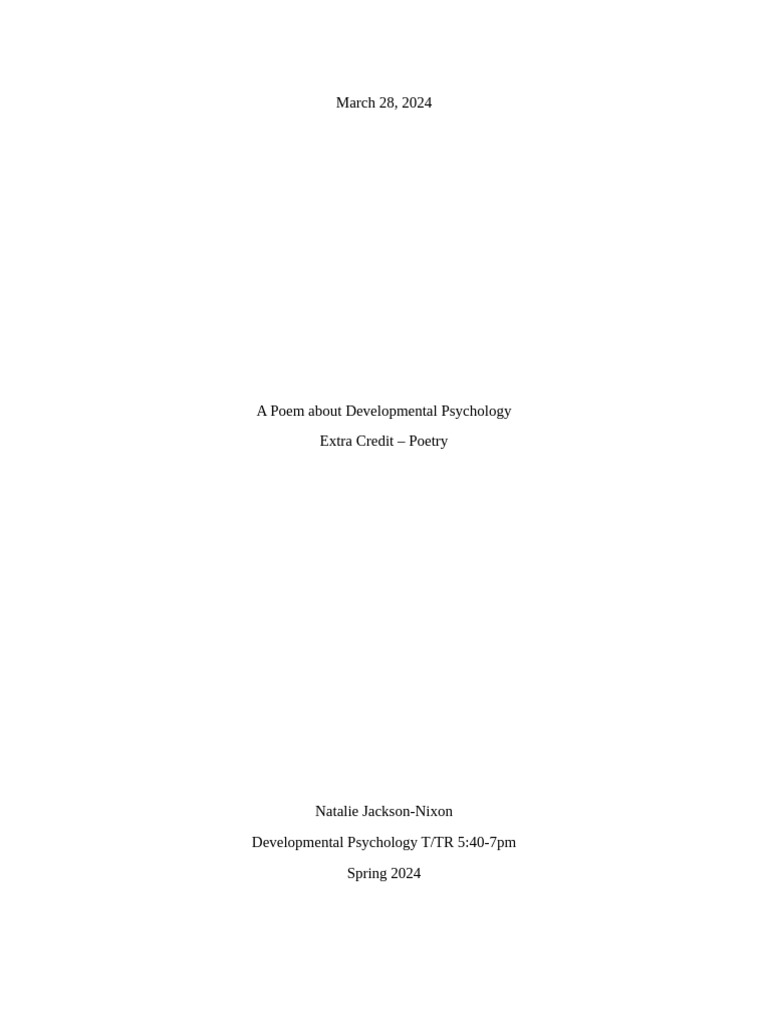 Developmental Psychology Poem Analysis | PDF