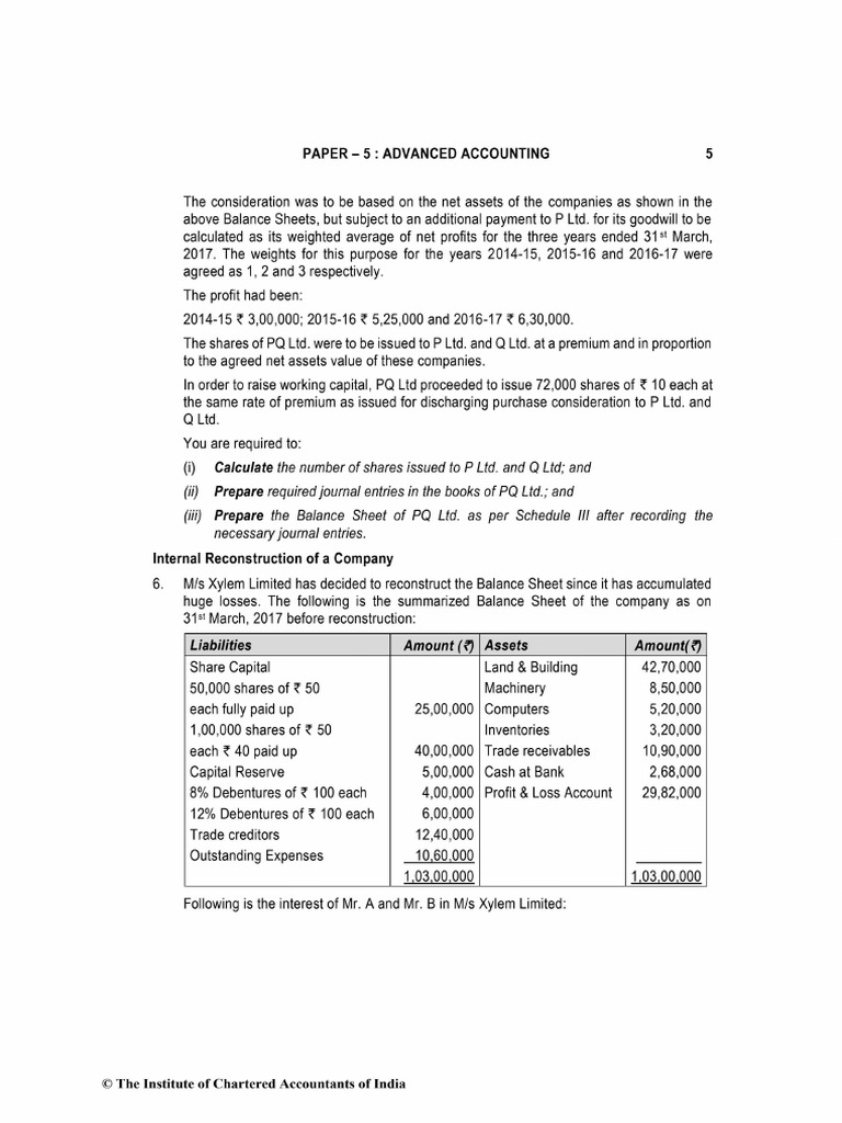 Question For Internal Reconstruction | PDF