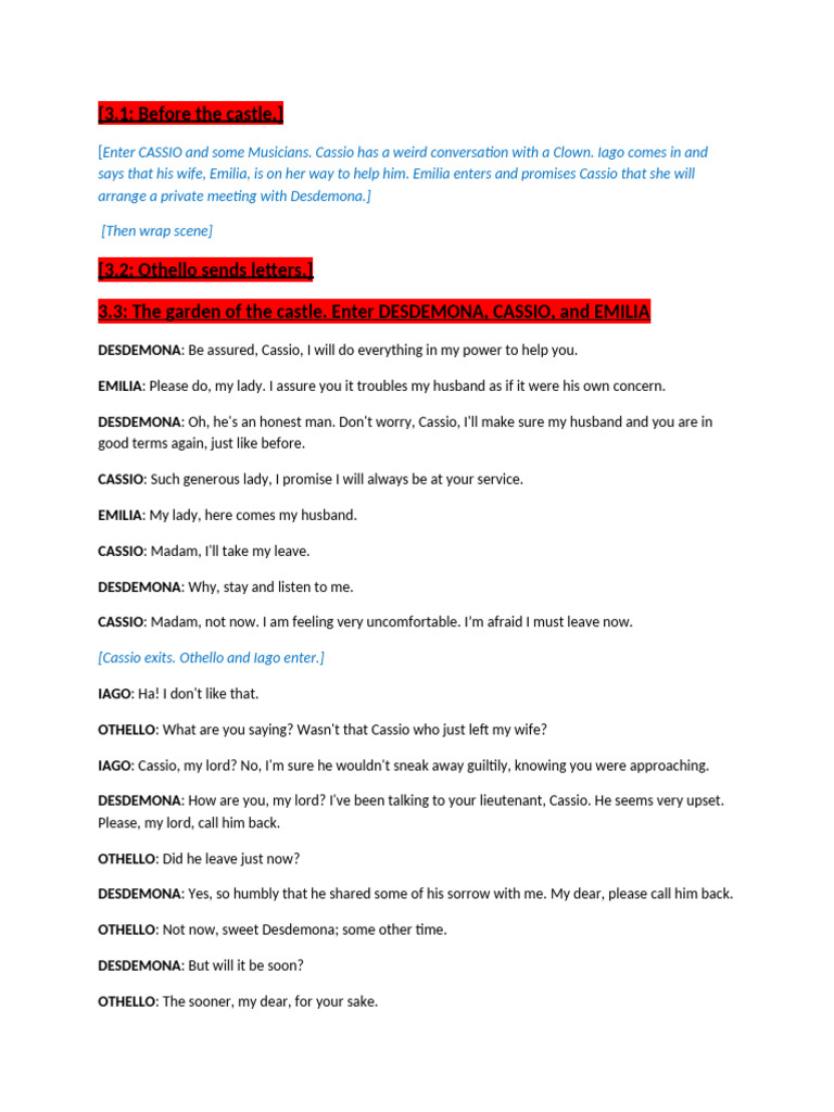 Othello ACT-3 | PDF | Iago | Desdemona