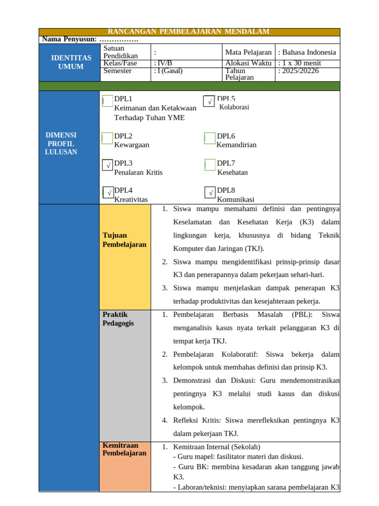 Modul Ajar k3lh Definisi k3lh | PDF