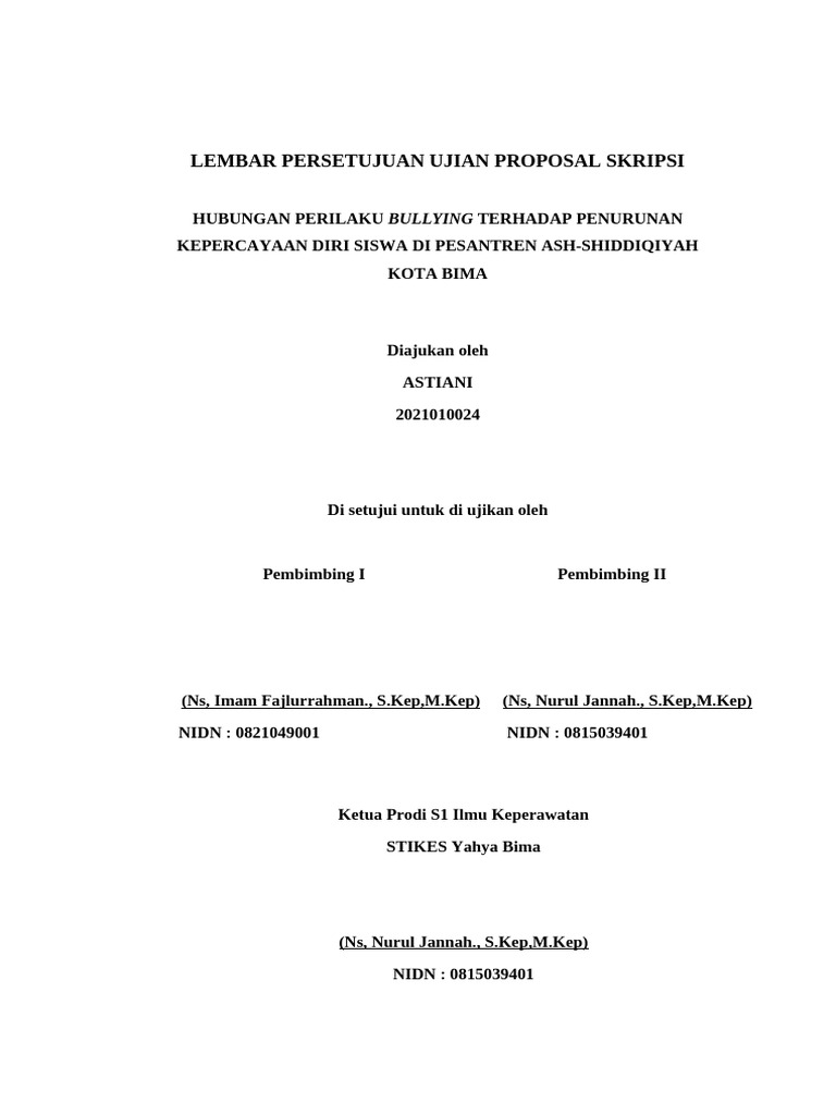 Lembar Persetujuan Dan Pengesahan Ujian Proposal Skripsi | PDF