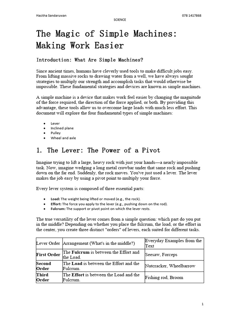 Understanding Simple Machines Explained | PDF | Machines | Lever