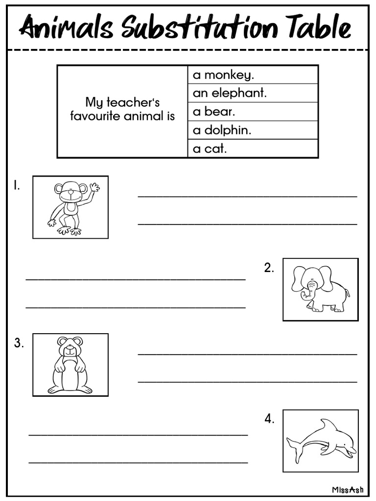 Animals Substitution Table Guide | PDF