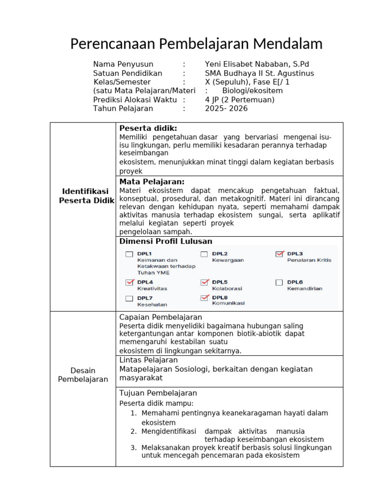 Perencanaan Pembelajaran Mendalam- RPM | PDF