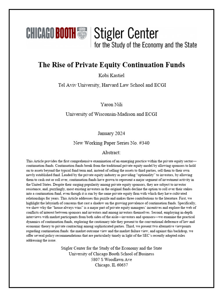 The Rise of Private Equity Continuation Funds | PDF | Private Equity ...