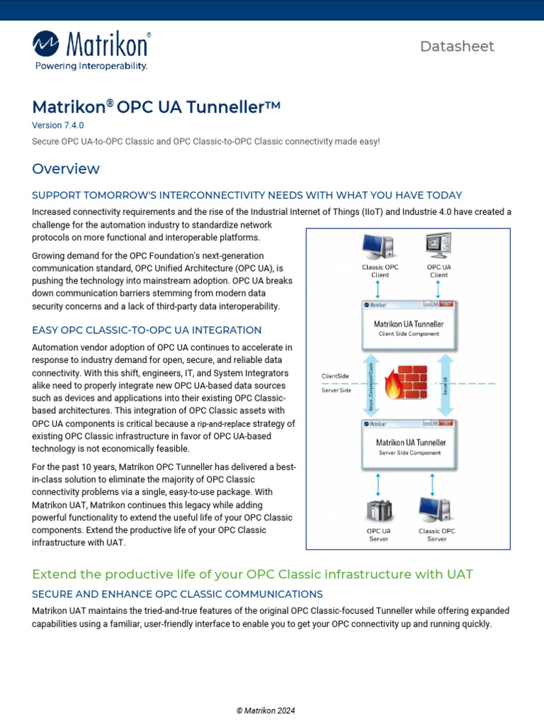 Matrikon OPC UA Tunneller v7.4.0 Datasheet | PDF | Computing | Computer ...