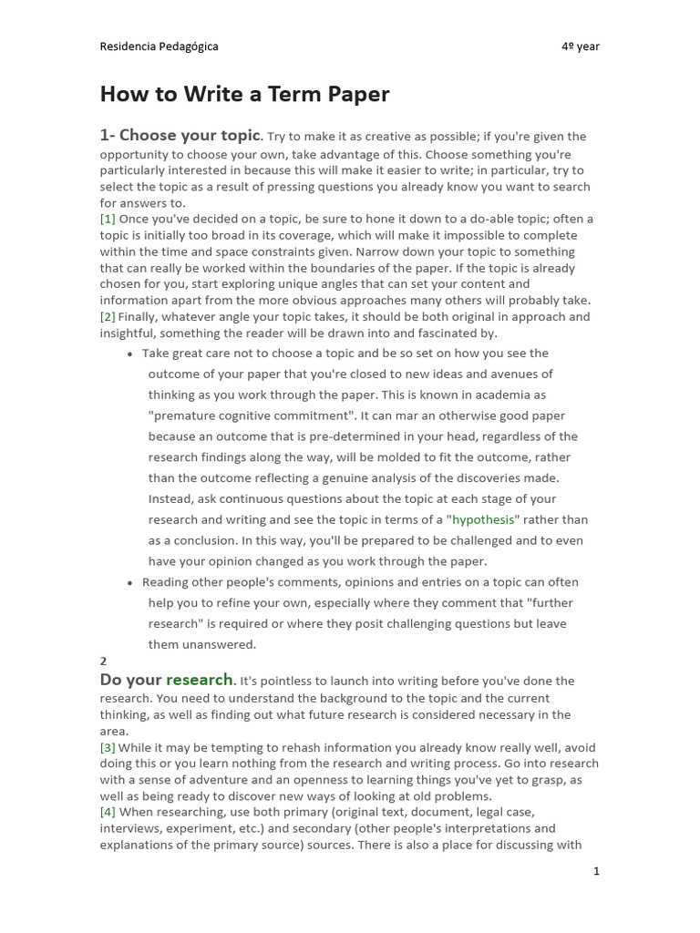 How To Write A Term Paper | PDF