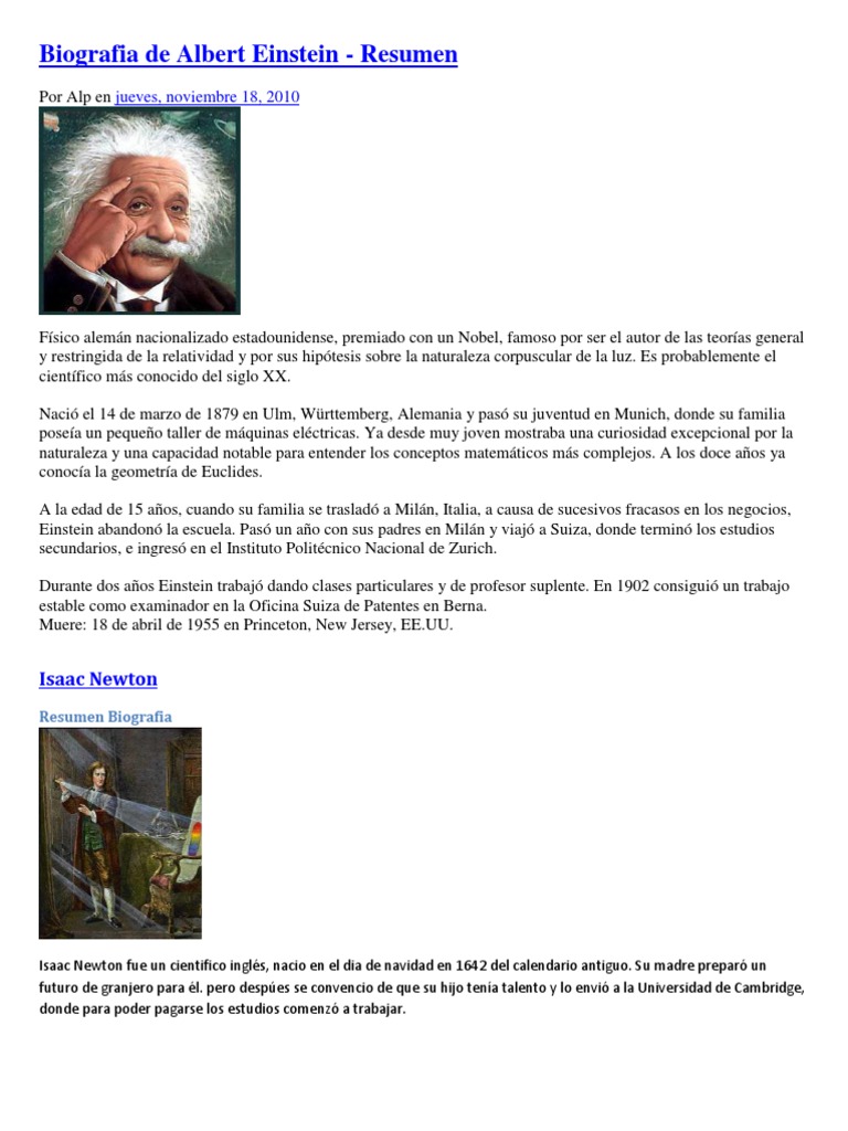 Biografia de Albert Einstein | PDF | Albert Einstein | Isaac Newton
