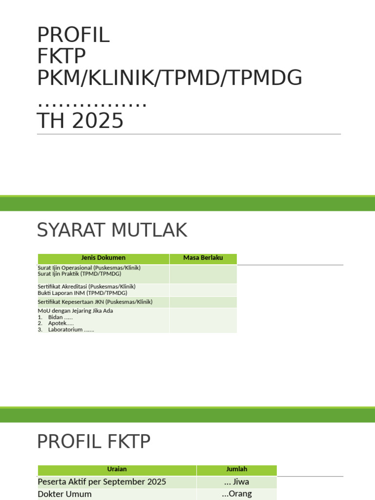 Template Paparan Profil FKTP DLM Rangka Rekredensialing 2025 | PDF