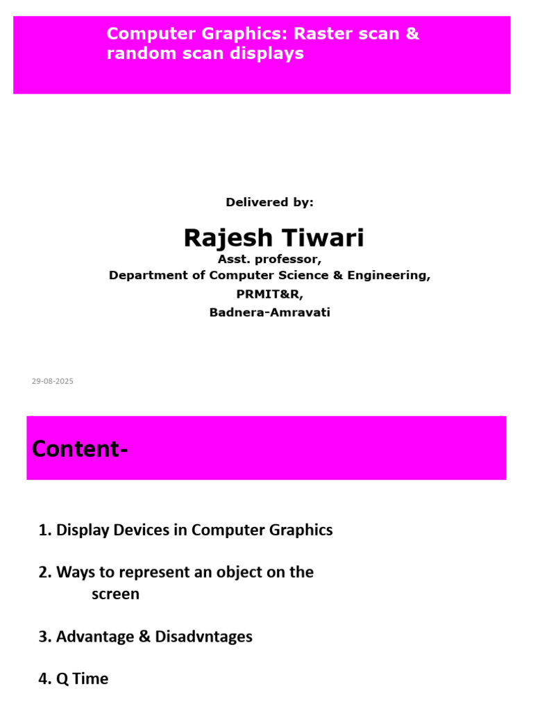 7KS02 Unit 1 - PRT 3 Raster Random Display | PDF | Computer Monitor ...