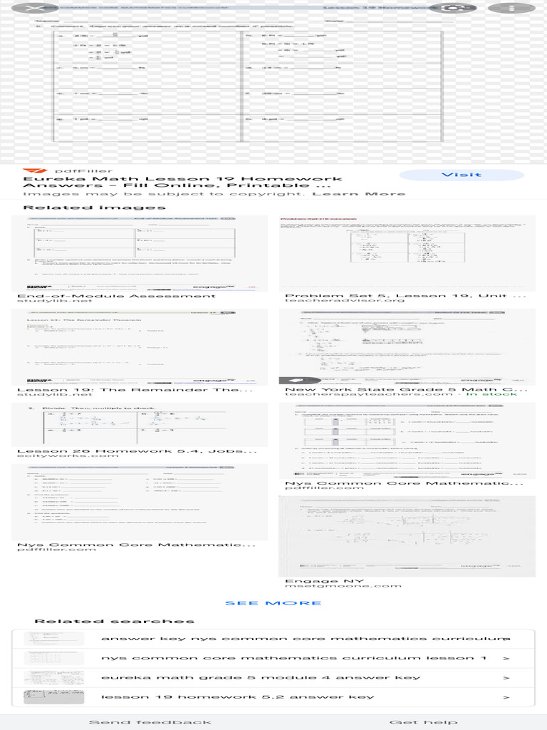 Eureka Math Lesson 19 Homework Answers - Google Search | PDF