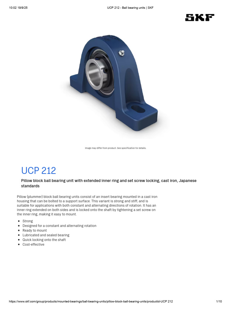 UCP 212 - Ball Bearing Units - SKF | PDF | Screw | License