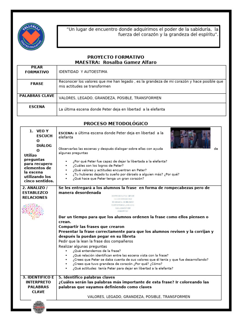 Planeacion-Proyecto Formativo | PDF