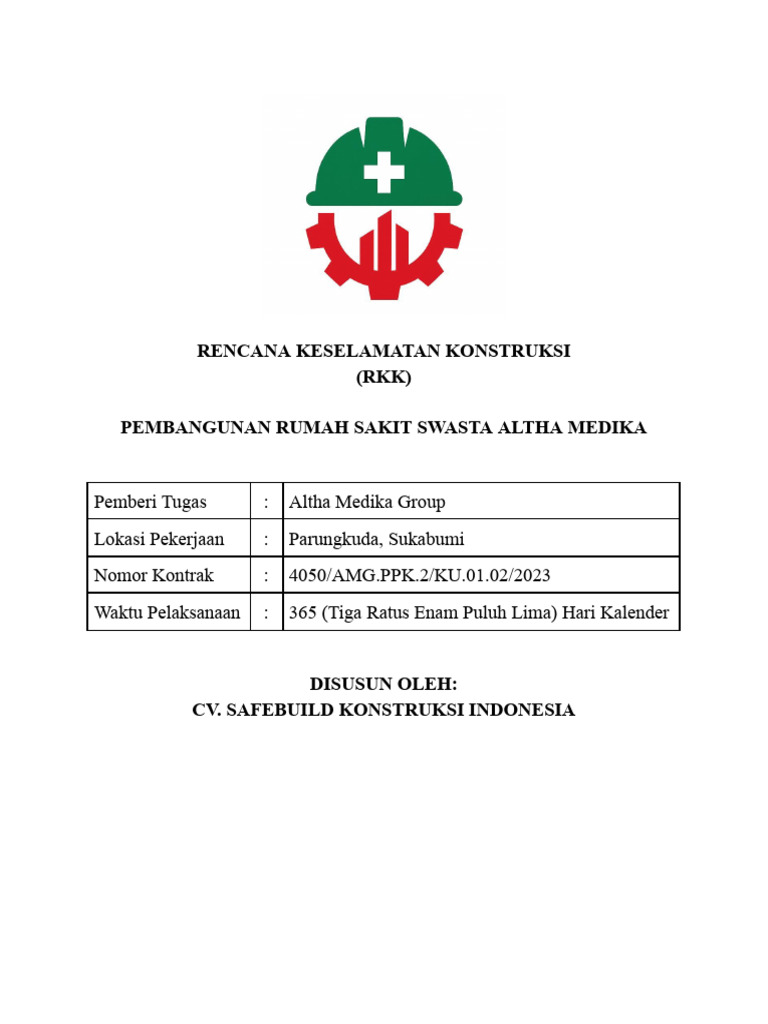 RKK PROYEK PEMBANGUNAN RUMAH SAKIT - SAFEBUILD KONSTRUKSI INDONESIA (KELOMPOK 2 K3VC 2025) | PDF