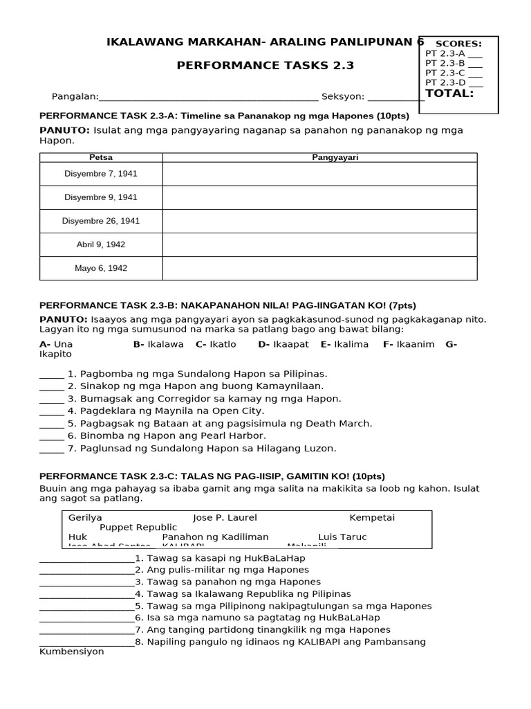 Q2-Performance Task in AP 6 | PDF
