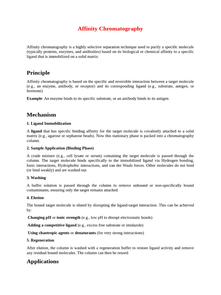 Affinity Chromatography | PDF | Chromatography | Ligand (Biochemistry)