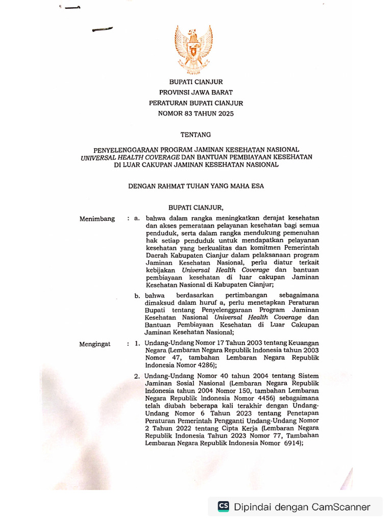Perbup Nomor 83 Tahun 2025 | PDF