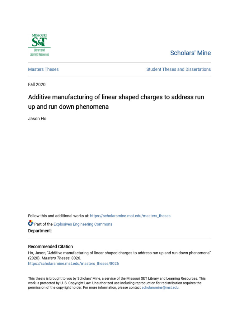 Additive Manufacturing of Shaped Charges | PDF | 3 D Printing | Platinum