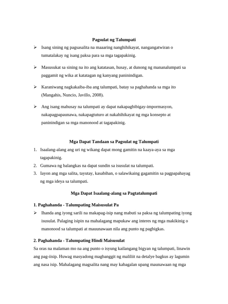 Pagsulat NG Talumpati | PDF