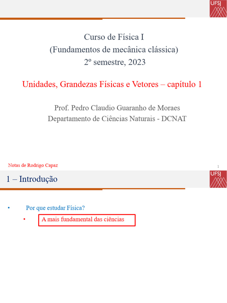 Unidades, Grandezas Fisicas e Vetores Cap01 | PDF | Física | Vetor euclidiano