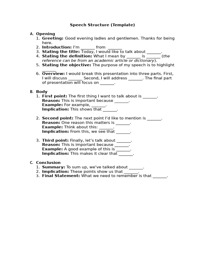 Speech Structure With A Sample | PDF | Cognition | Learning