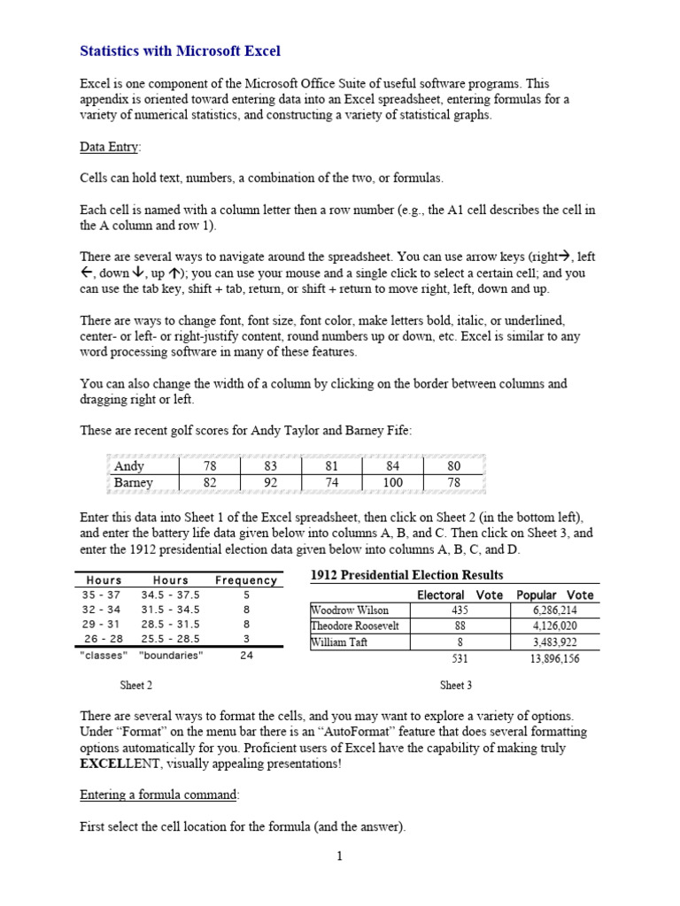 Excel for Statistical Analysis Guide | PDF | Spreadsheet | Microsoft Excel