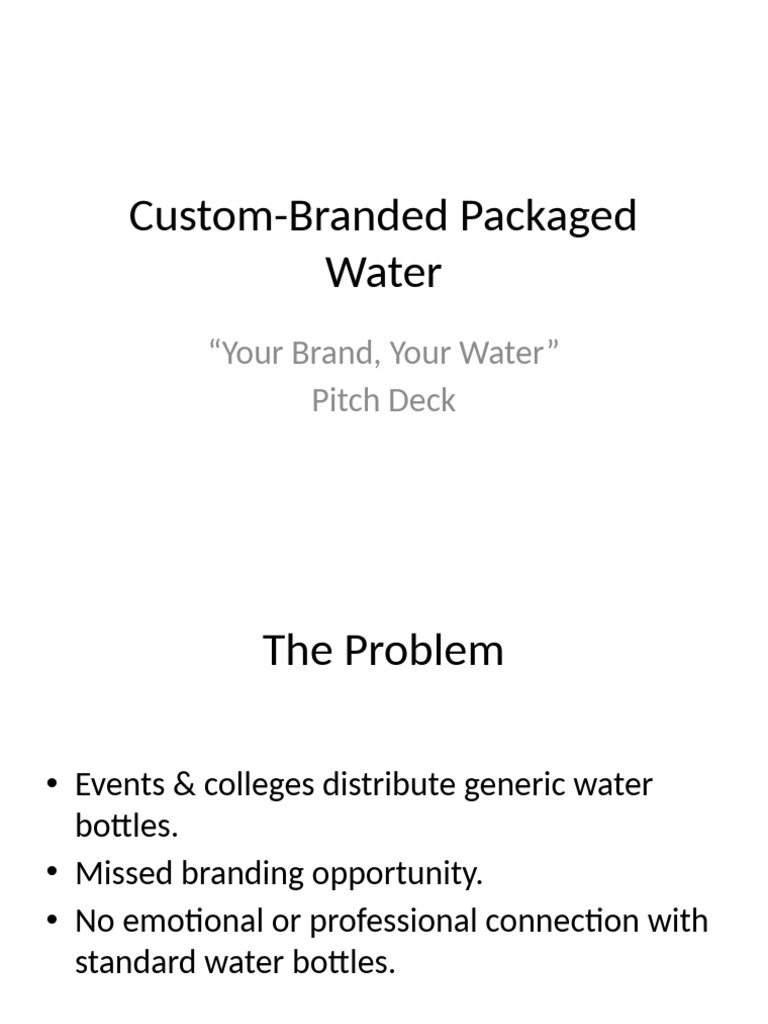 Custom Branded Water Pitch | PDF
