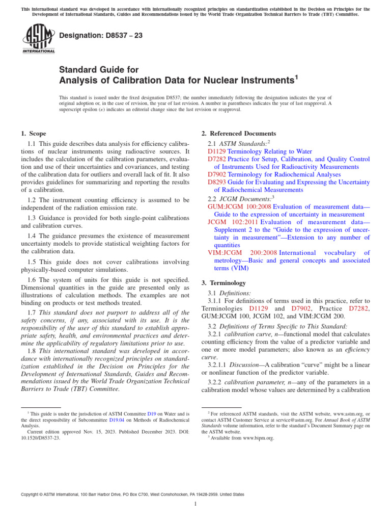 Analysis of Calibration Data For Nuclear Instruments | PDF | Variance ...