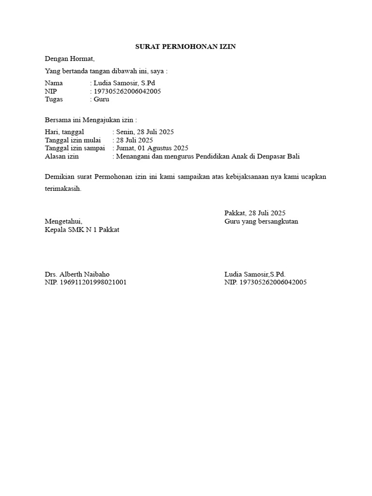 Surat Permohonan Izin | PDF