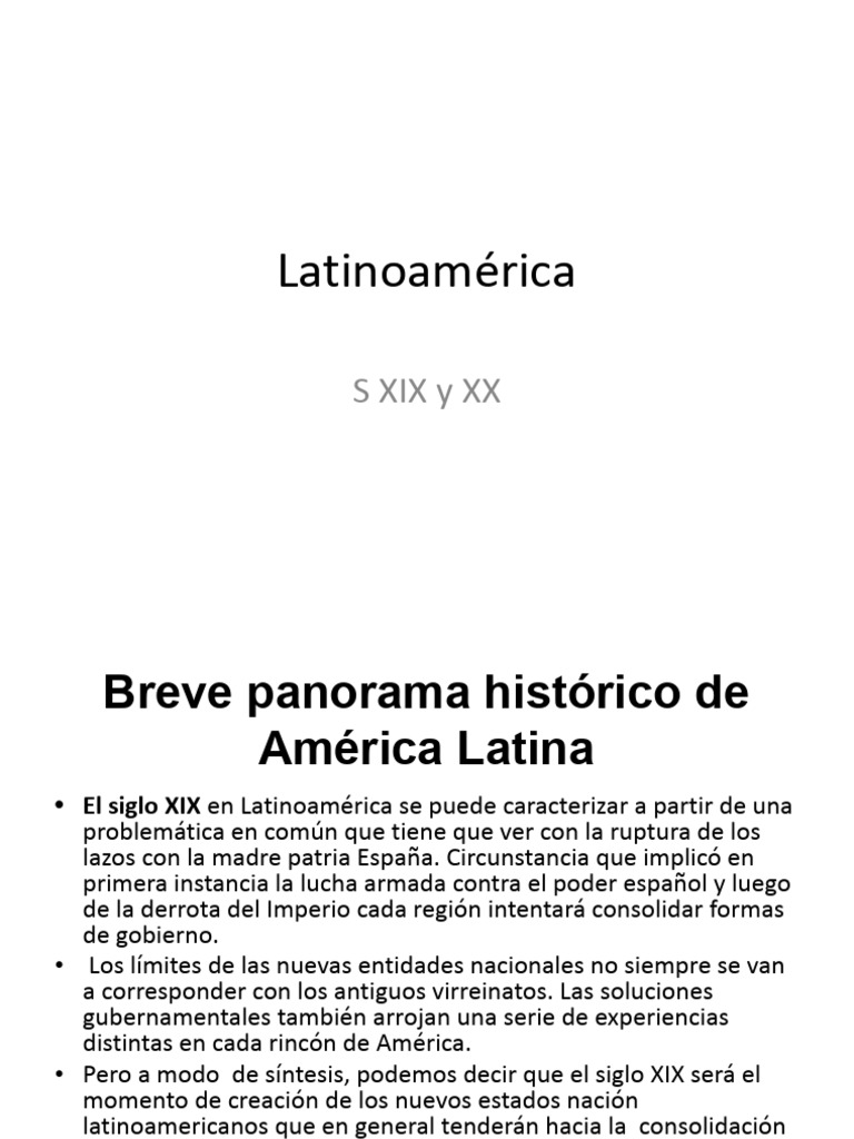 Historia de Latinoamérica: Siglos XIX y XX | PDF | America latina ...