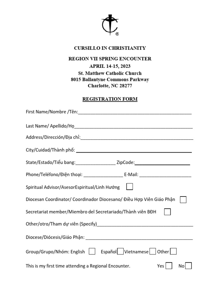 Region VII Spring Encounter Registration Form Finalv2 El | PDF | Hotel ...