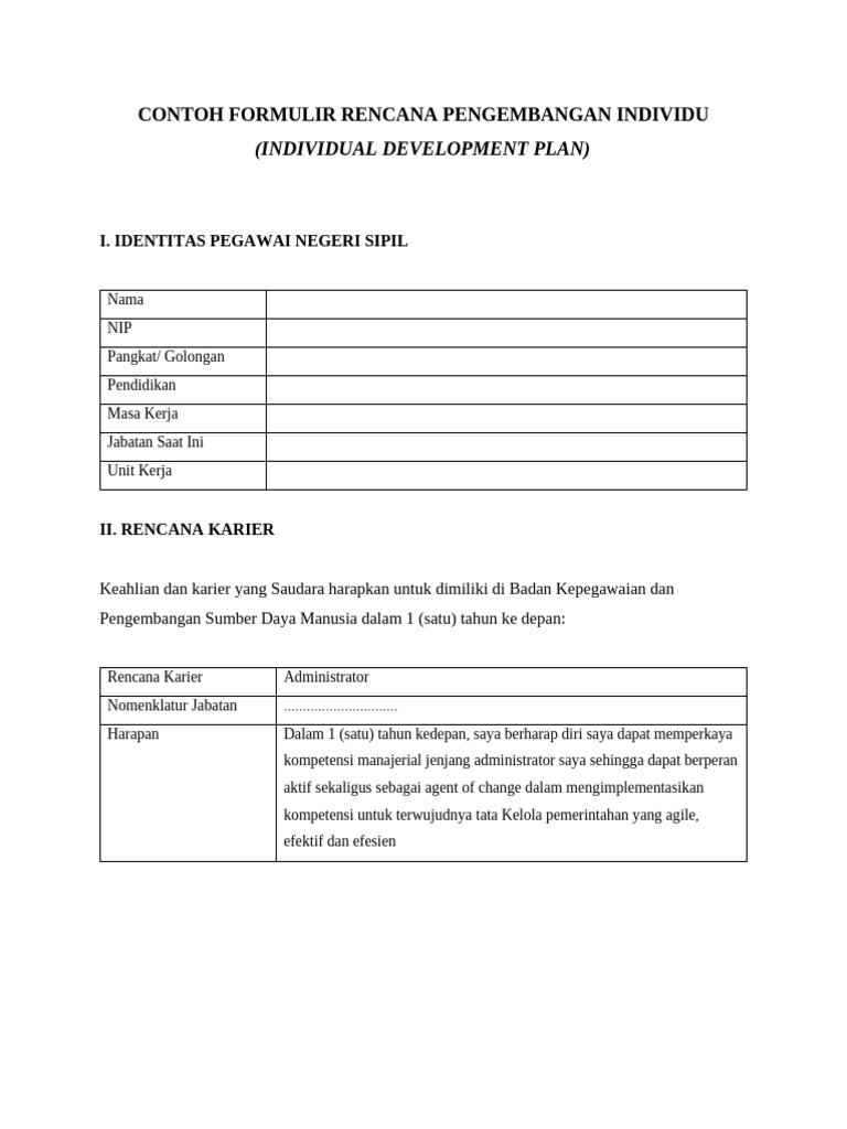 Formulir Rencana Pengembangan Individu | PDF