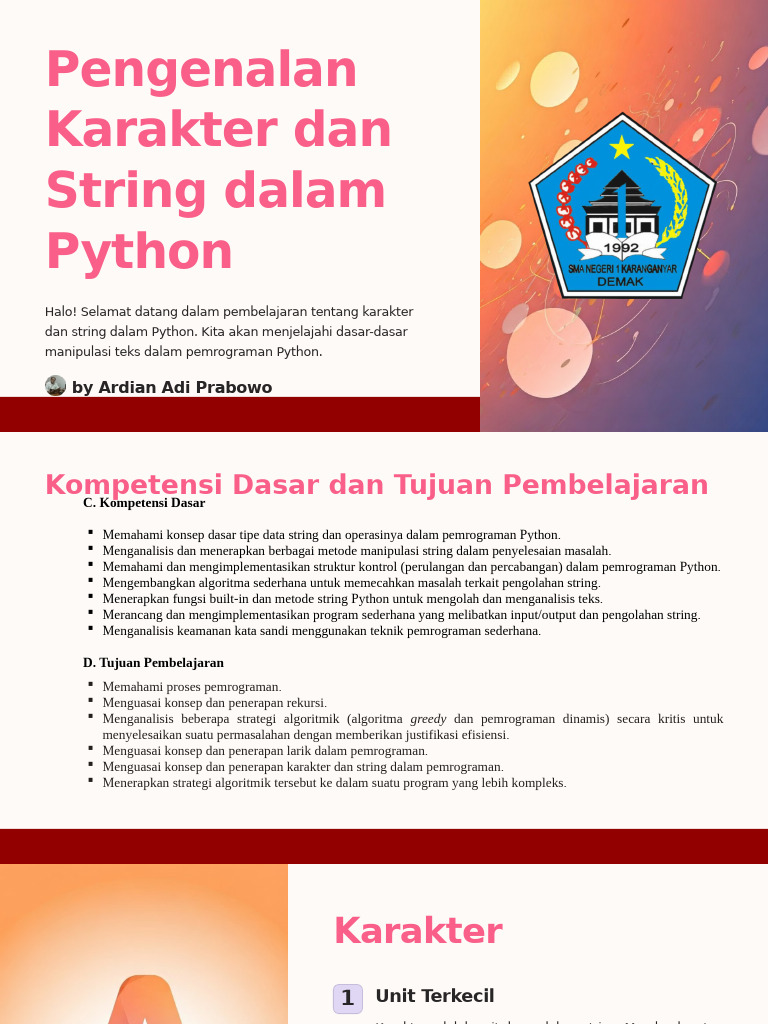 Pengenalan Karakter Dan String Dalam Python | PDF
