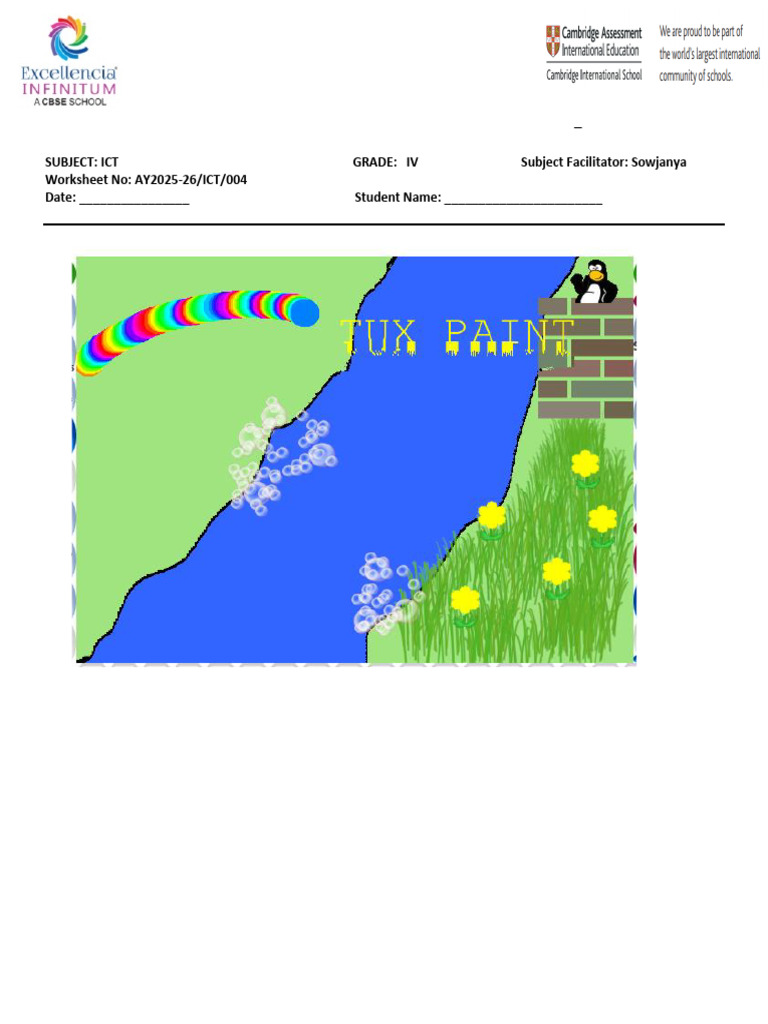 Grade 2 ICT Worksheet: Tux Paint Tools | PDF