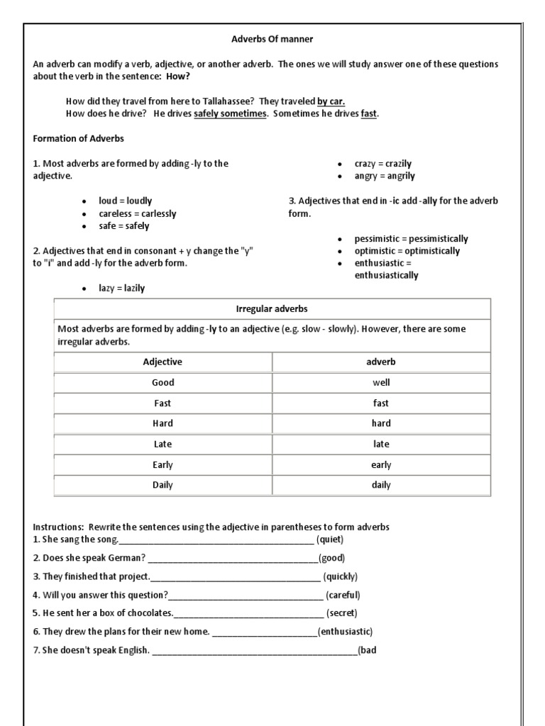 Adve of Manner-Frequently Adv | Adverb | Verb